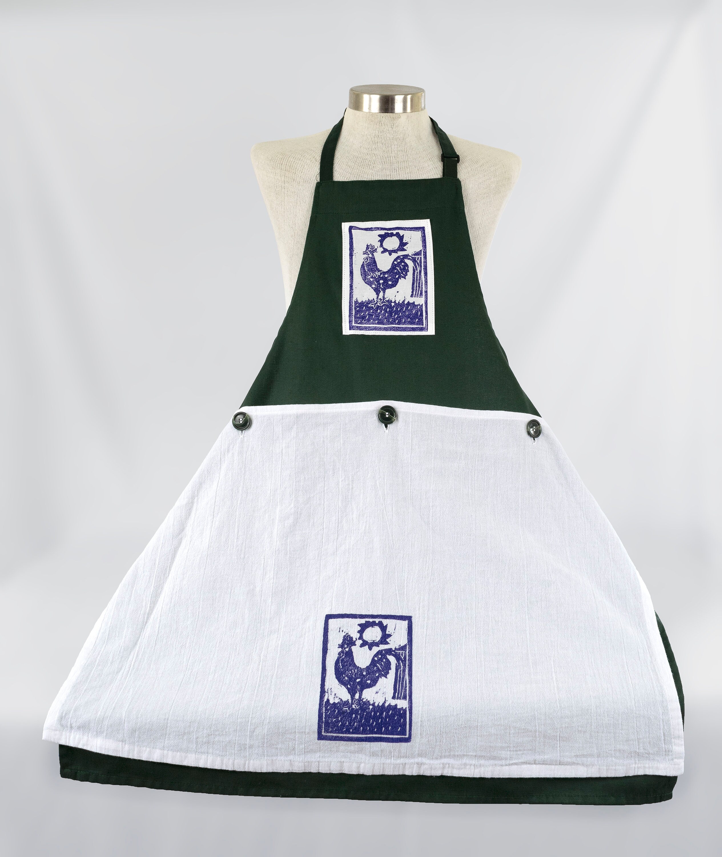 Rooster Apron, Attached Towel Apron, Unisex Chefs Apron, Red Rooster ...
