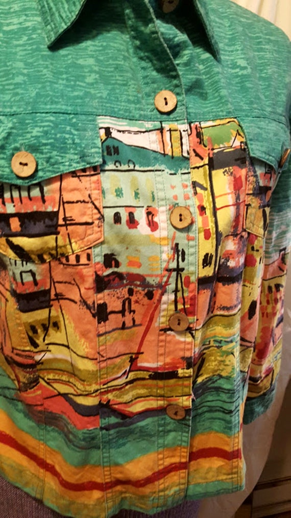 Vintage Jane Ashley Abstract Harbor Scene Jacket - Gem