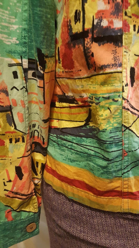 Vintage Jane Ashley Abstract Harbor Scene Jacket - Gem