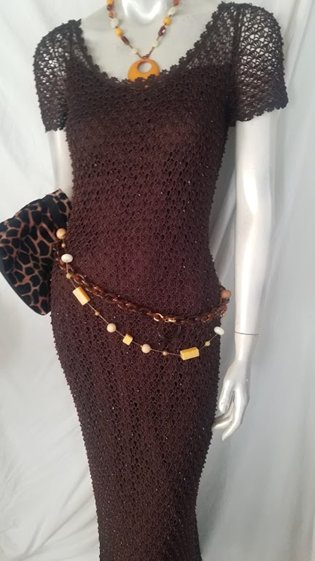 Vintage Carmen Marc Valvo Crocheted Maxi Dress Chocolate Brown - Etsy