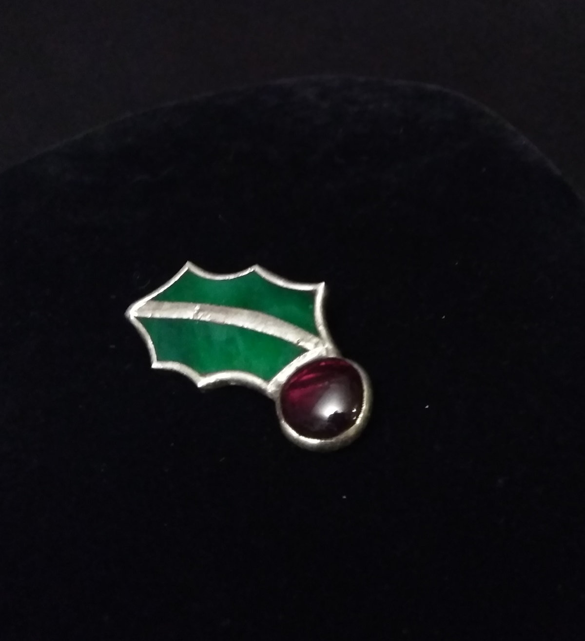 Vintage Stained Glass Holly Pin