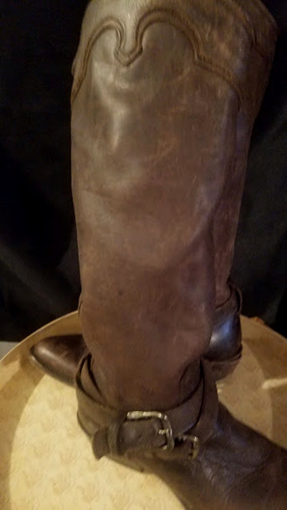 Vintage Heavy Cowhide Distressed Leather Riding Boots - Gem