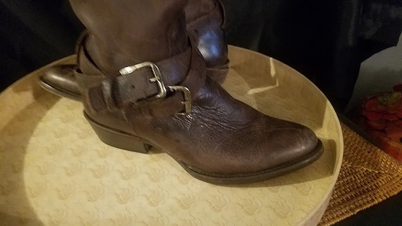 Vintage Heavy Cowhide Distressed Leather Riding Boots - Gem