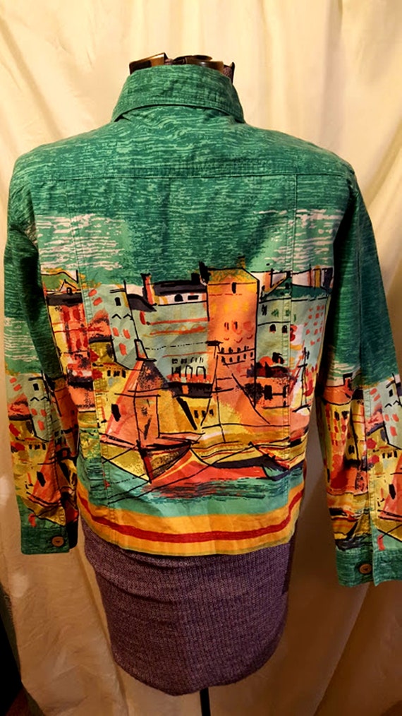 Vintage Jane Ashley Abstract Harbor Scene Jacket - Gem