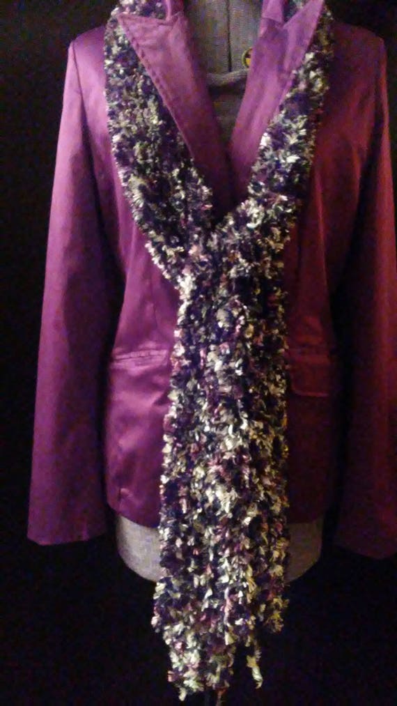 purple white vintage scarf - Gem