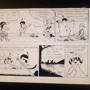 Original Signed Artwork Comic Strip 1985 - Indian Boys Hawk & Redwing ...