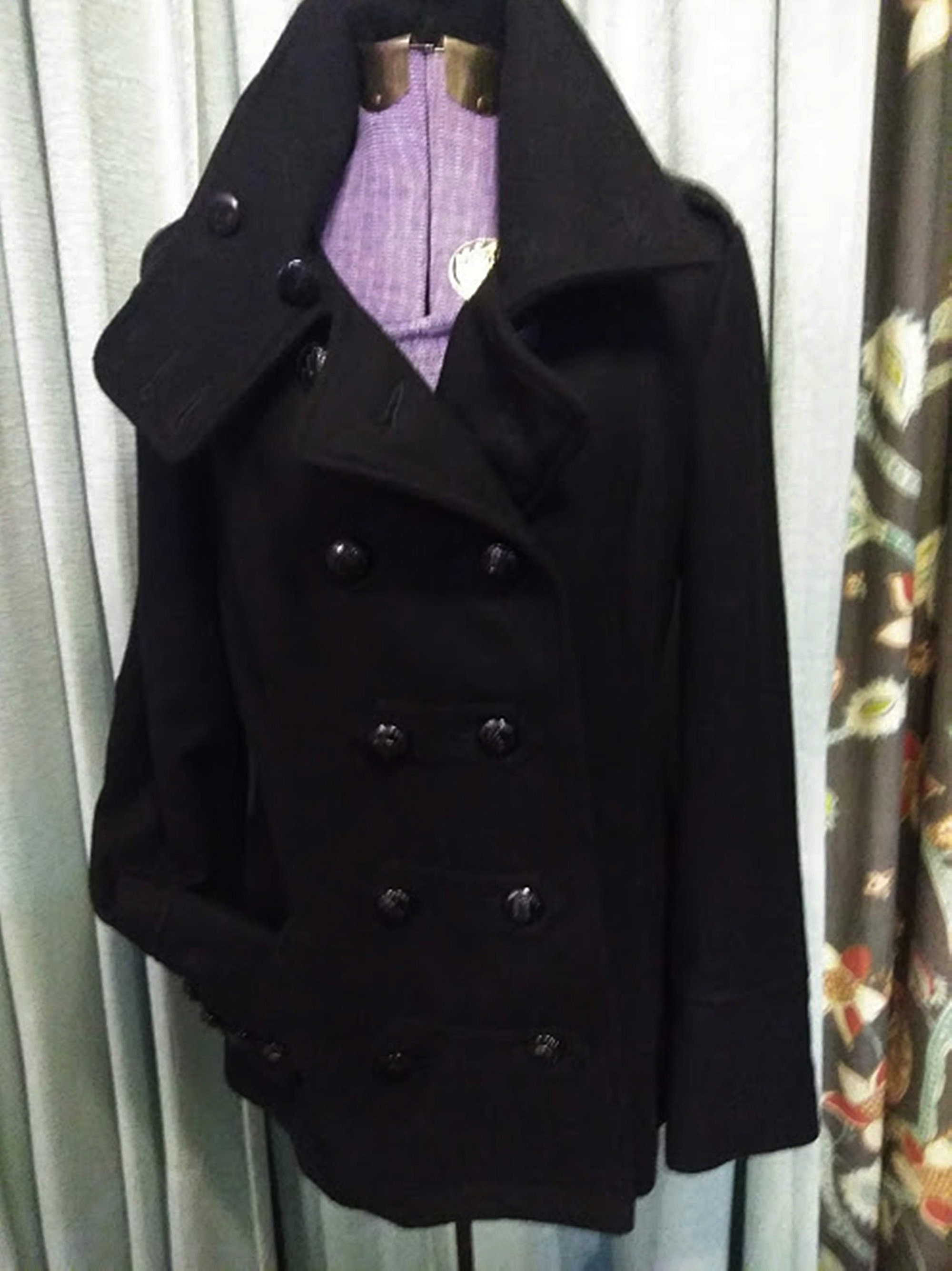 Vintage 90's Versatile Double-Breasted Military Style Pea Coat, Buttons ...
