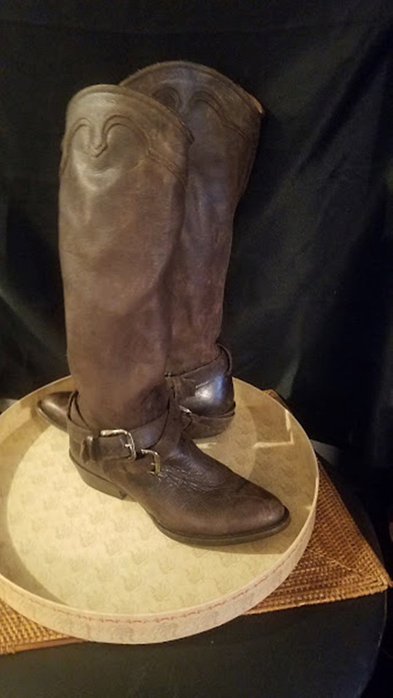 Vintage Heavy Cowhide Distressed Leather Riding Boots - Gem