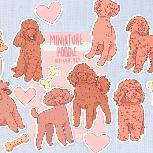Miniature Black Poodle Stickers Cute Dog Sticker Set Black - Etsy