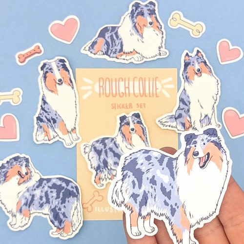 Cute Collie Sticker Set Rough Collie Stickers Cartoon Dog - Etsy