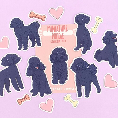 Miniature Blue Poodle Stickers Cute Dog Sticker Set Blue - Etsy