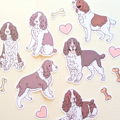 Cute Black and White English Springer Spaniel Sticker Set - Etsy