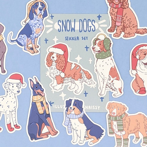 Snow Dogs Sticker Set Winter Dog Stickers Cute Stickers | Etsy