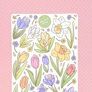 Spring Flower Sticker Sheet - Cute Sticker Sheet - Pretty Flower ...