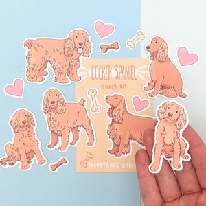 Gold Cocker Spaniel Stickers - Cute English Spaniel Stickers - Cute Dog ...