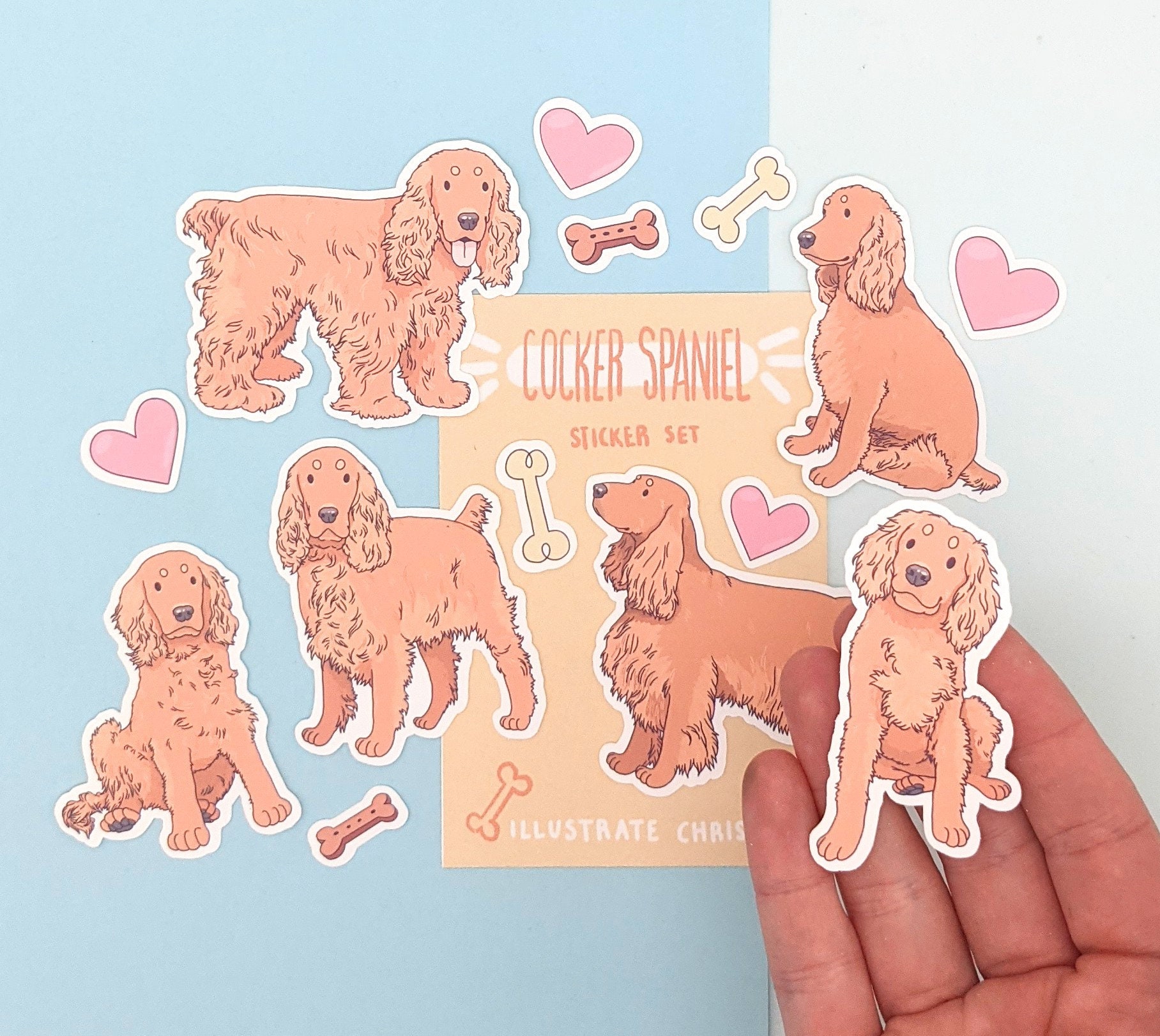 Gold Cocker Spaniel Stickers Cute English Spaniel Stickers - Etsy