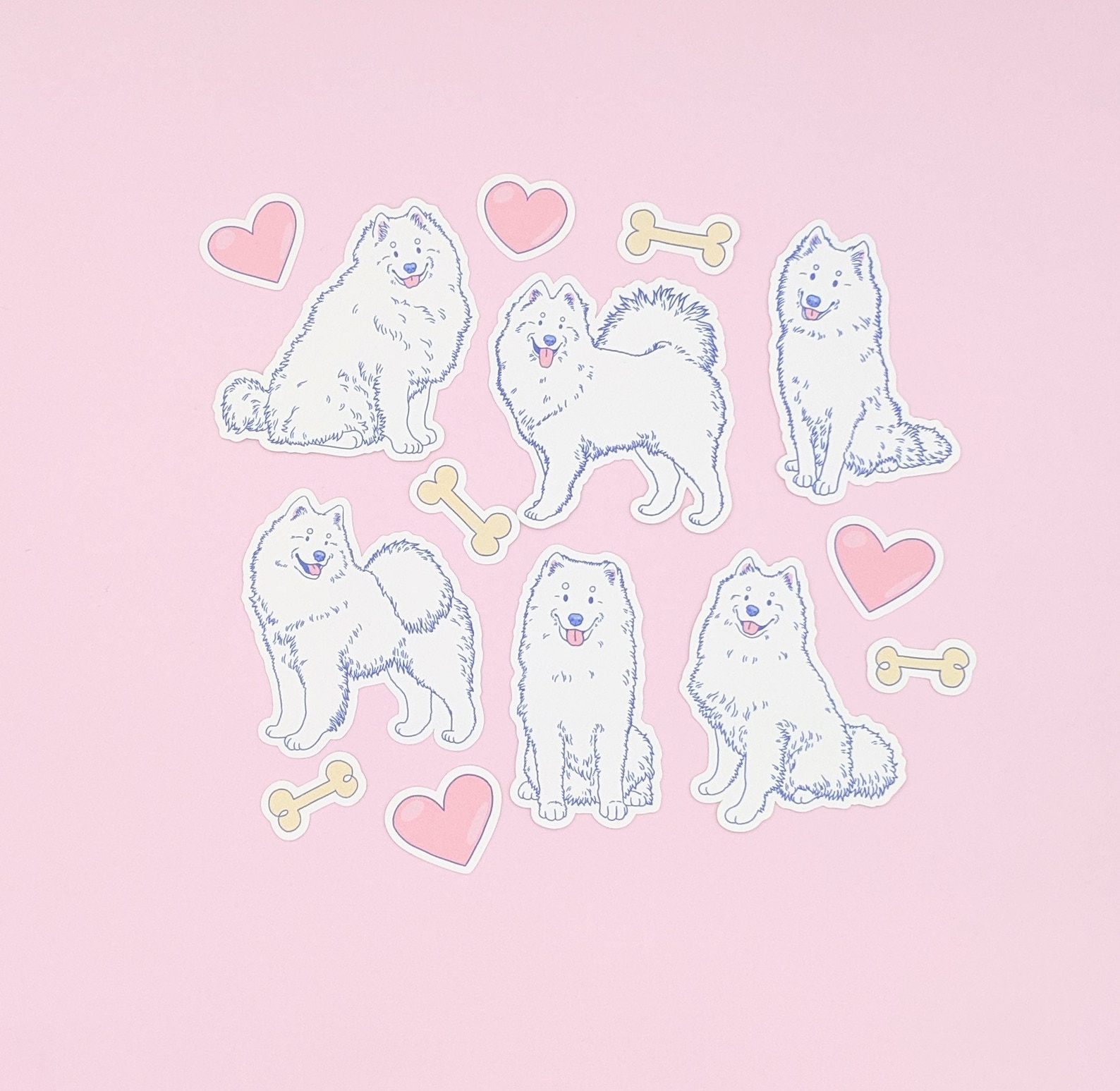 Samoyed Stickers Cute Dog Stickers Cartoon Dog Stickers | Etsy