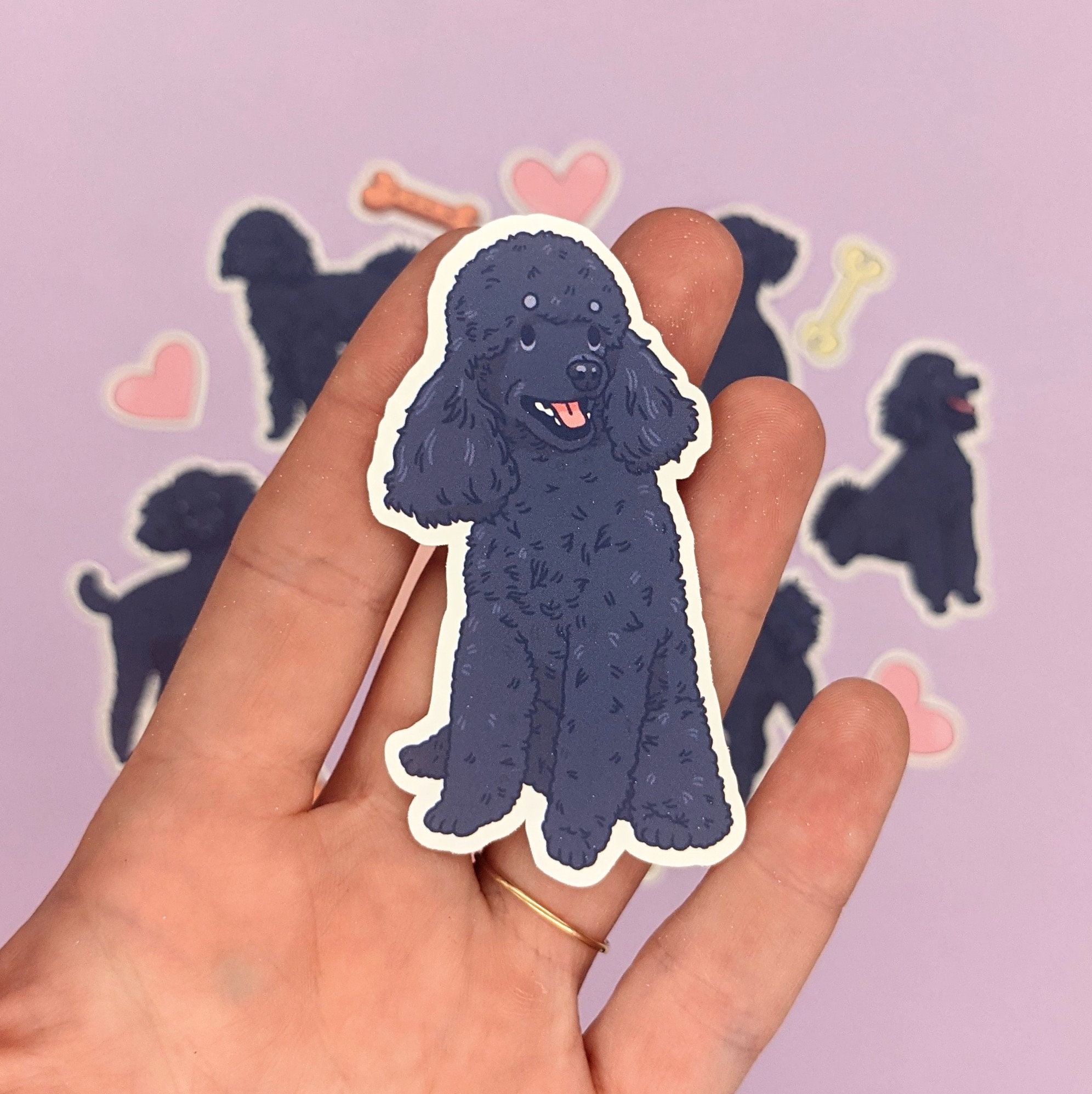 Miniature Black Poodle Stickers Cute Dog Sticker Set Black | Etsy