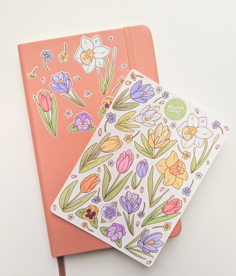 Spring Flower Sticker Sheet Cute Sticker Sheet Pretty - Etsy