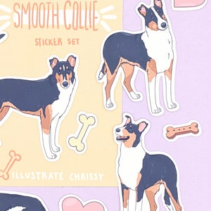Tricolor Collie Sticker Set - Smooth Collie Stickers - Dog Stickers - Etsy