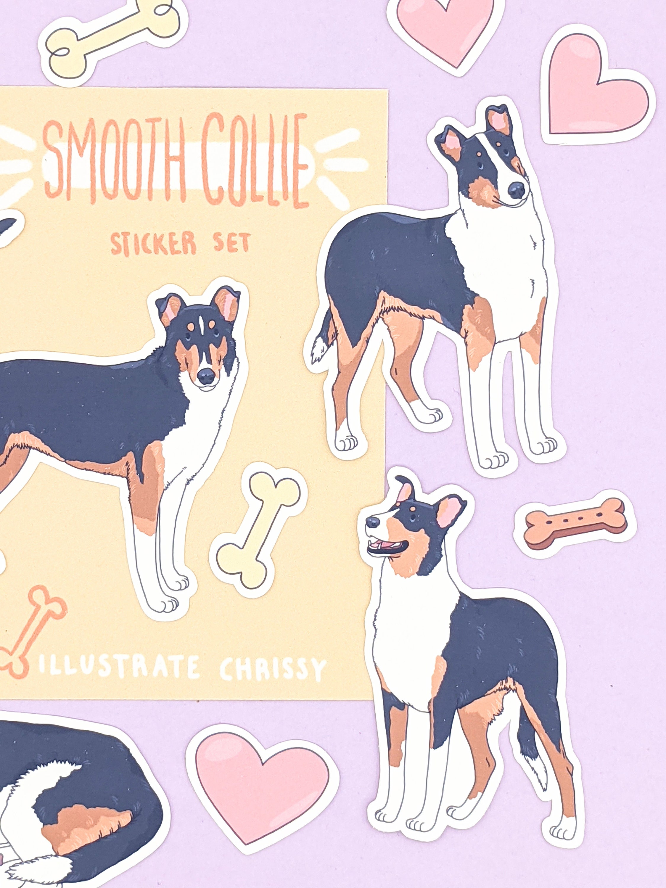 Scrapbooking Smooth Collie Stickers Dog Stickers Blue Merle Collie ...