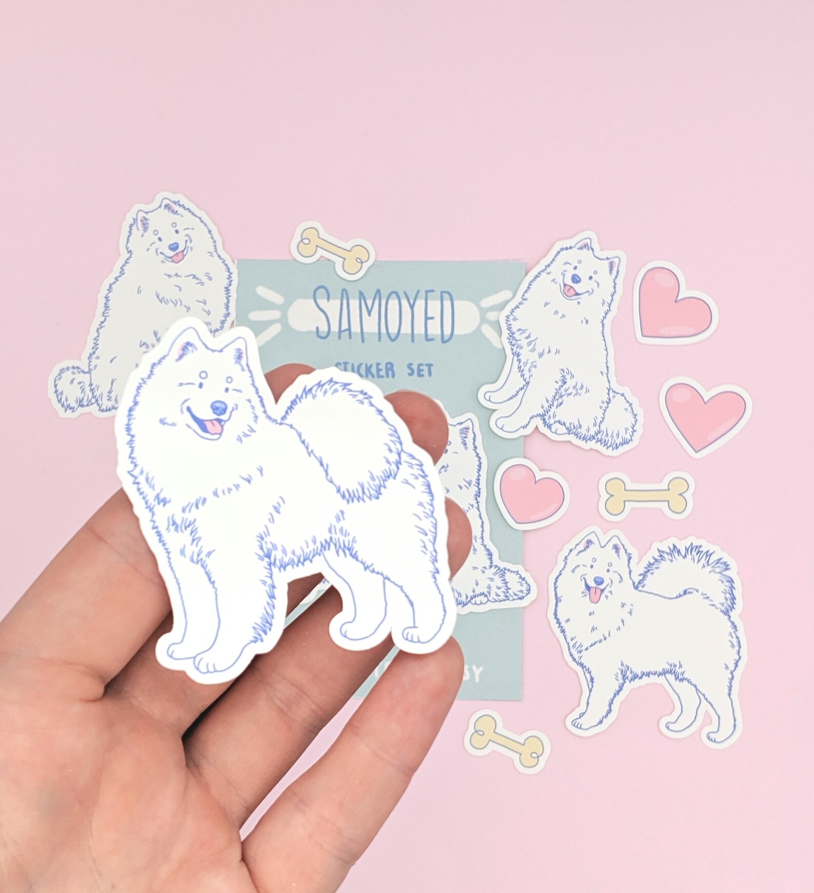 Samoyed Stickers Cute Dog Stickers Cartoon Dog Stickers | Etsy