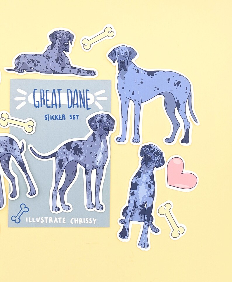 Blue Merle Great Dane Stickers Cartoon Dog Sticker Set Dog - Etsy