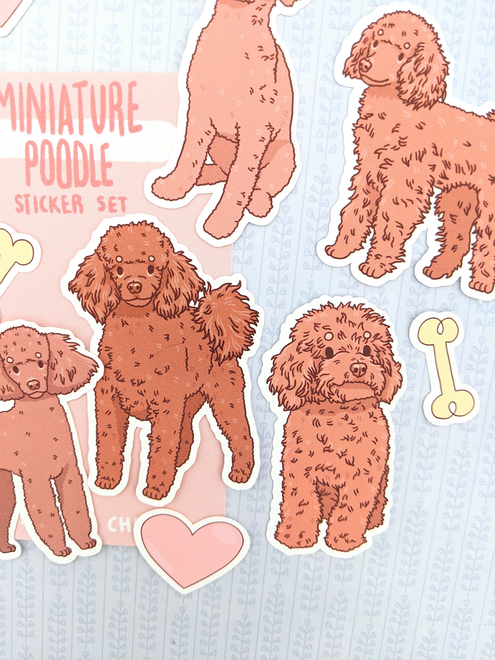 Miniature Poodle Stickers Cute Dog Sticker Set Apricot Red | Etsy