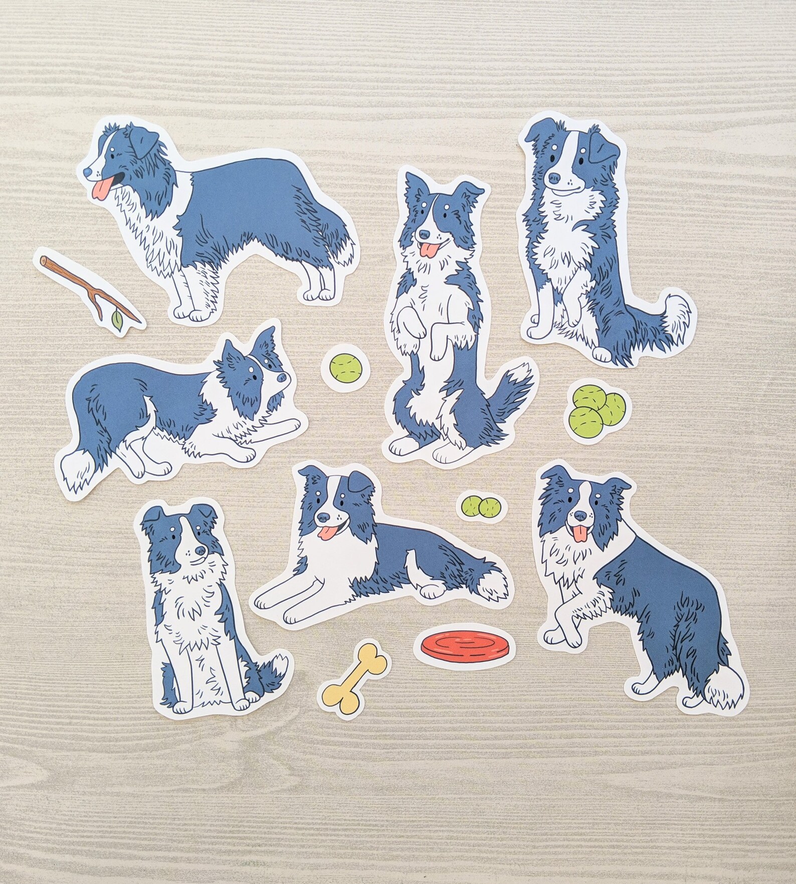 Cute Cartoon Border Collie Sticker Set Dog Sticker Pack - Etsy