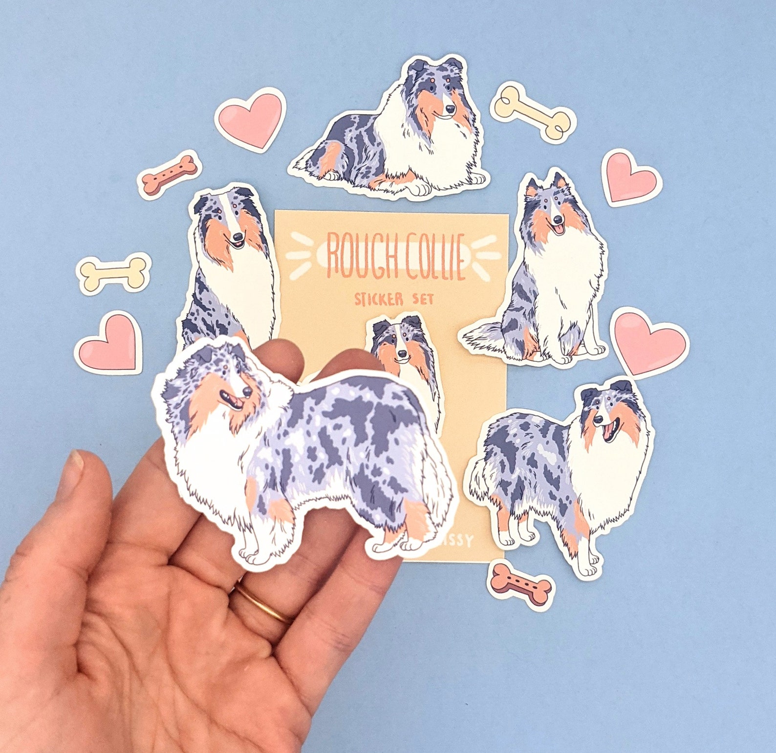Blue Merle Rough Collie Sticker Set - Rough Collie Stickers - Dog ...