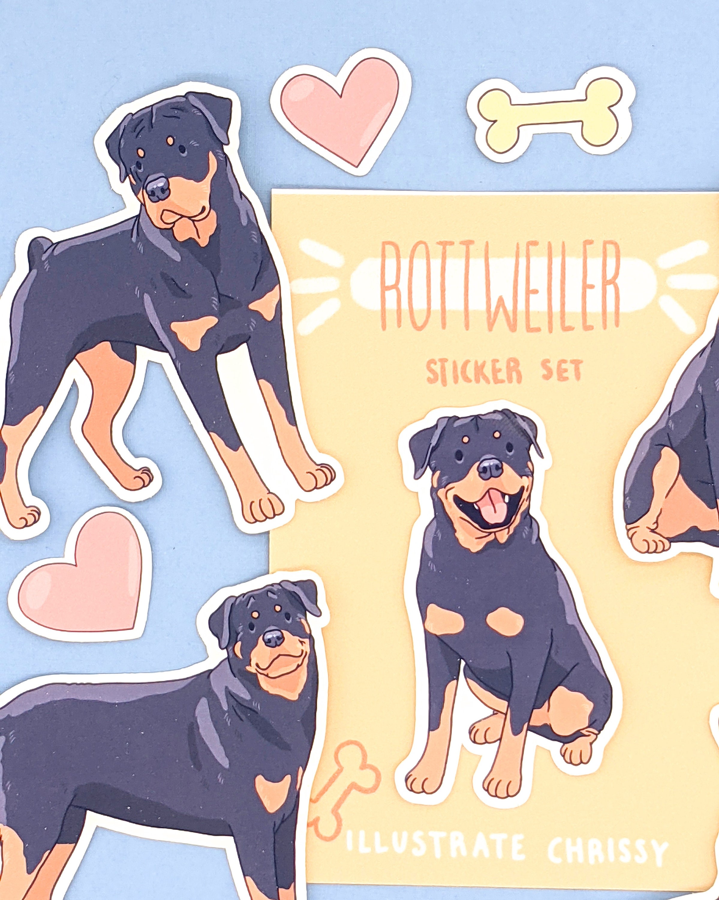 Rottweiler Stickers - Cute Sticker Pack - Cute Dog Stickers - Etsy