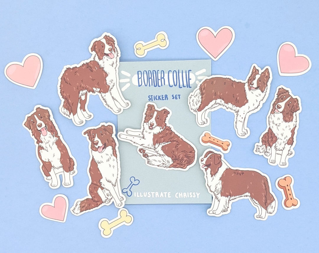 Brown Border Collie Sticker Set - Cute Dog Sticker Pack - Etsy