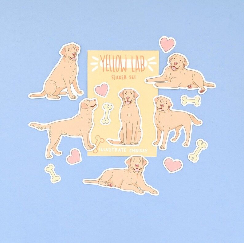 Yellow Lab Stickers Cute Dog Stickers Labrador Retriever | Etsy