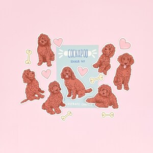 Red Cockapoo Stickers - Cute Dog Stickers - Cocker Spaniel X Poodle ...