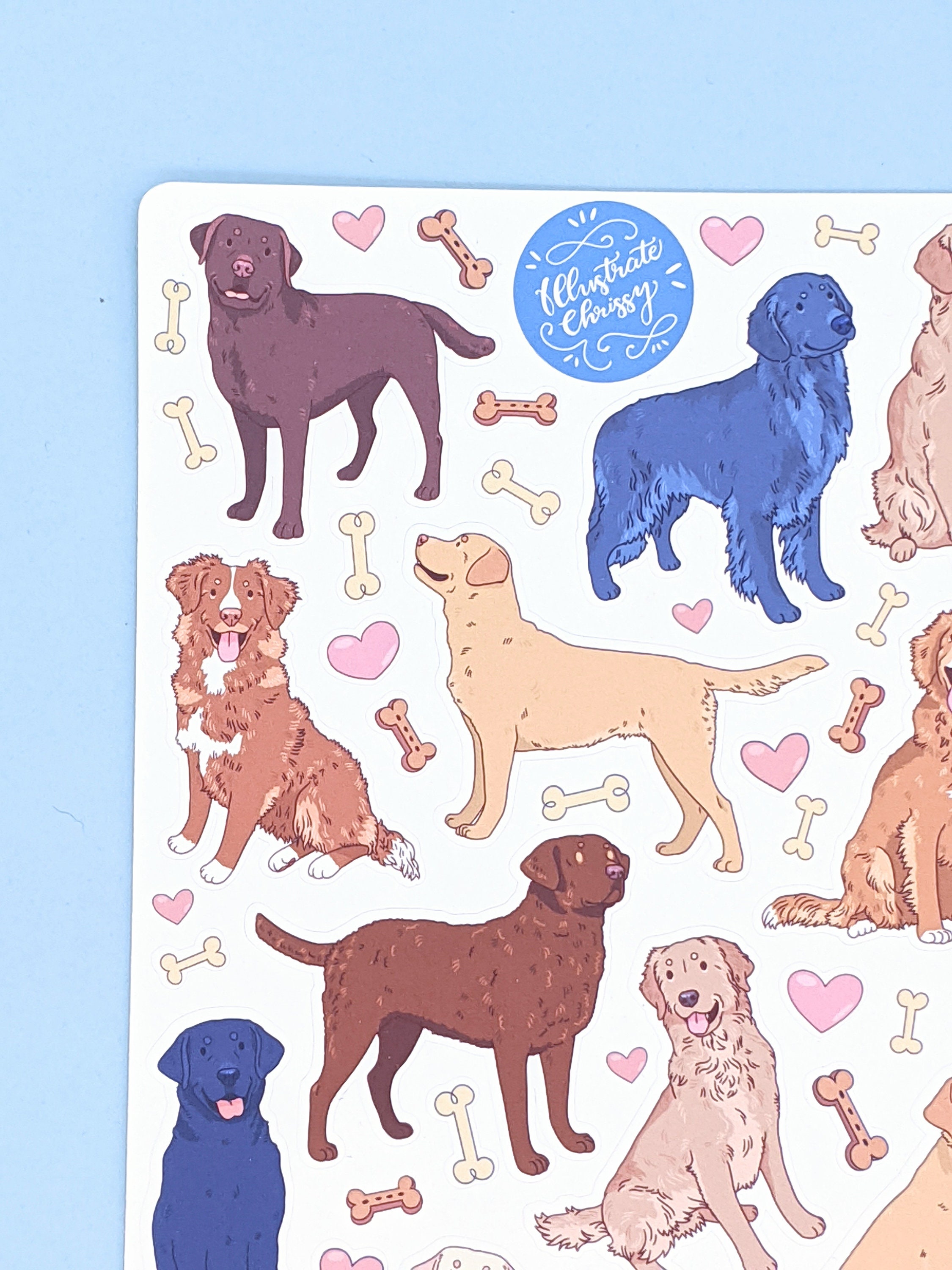 Retriever Sticker Sheet Cute Dog Stickers Dog Breed | Etsy
