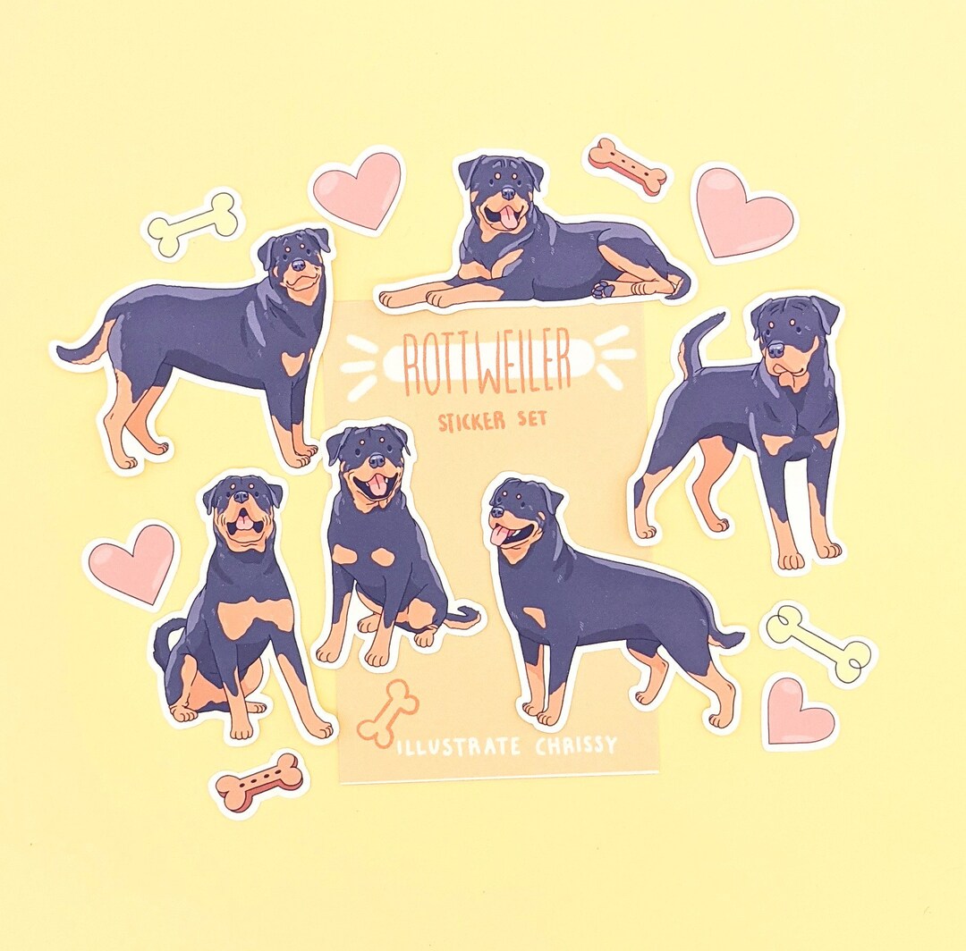 Rottweiler Stickers - Natural Tail - Cute Sticker Pack - Cute Dog ...