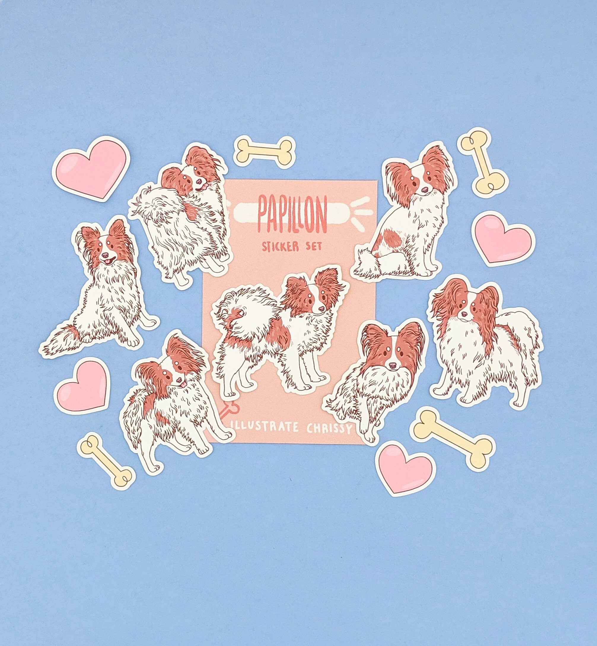 Cute Papillon Stickers Cute Dog Stickers Sticker Set | Etsy