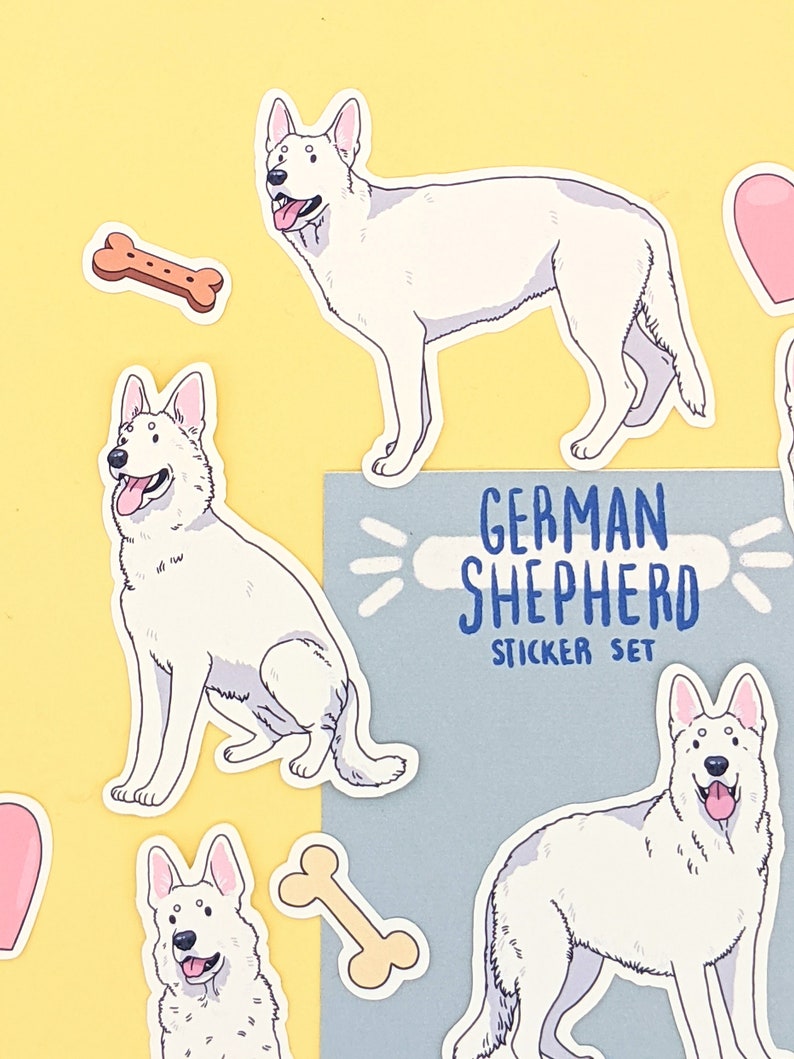 White German Shepherd Dog Sticker Set Dog Stickers GSD | Etsy