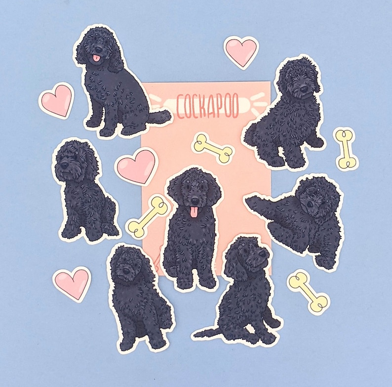 Black Cockapoo Stickers Cute Cockapoo Gift Dog Sticker Set - Etsy