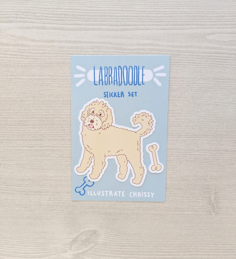 Cartoon Labradoodle Sticker Set - Etsy