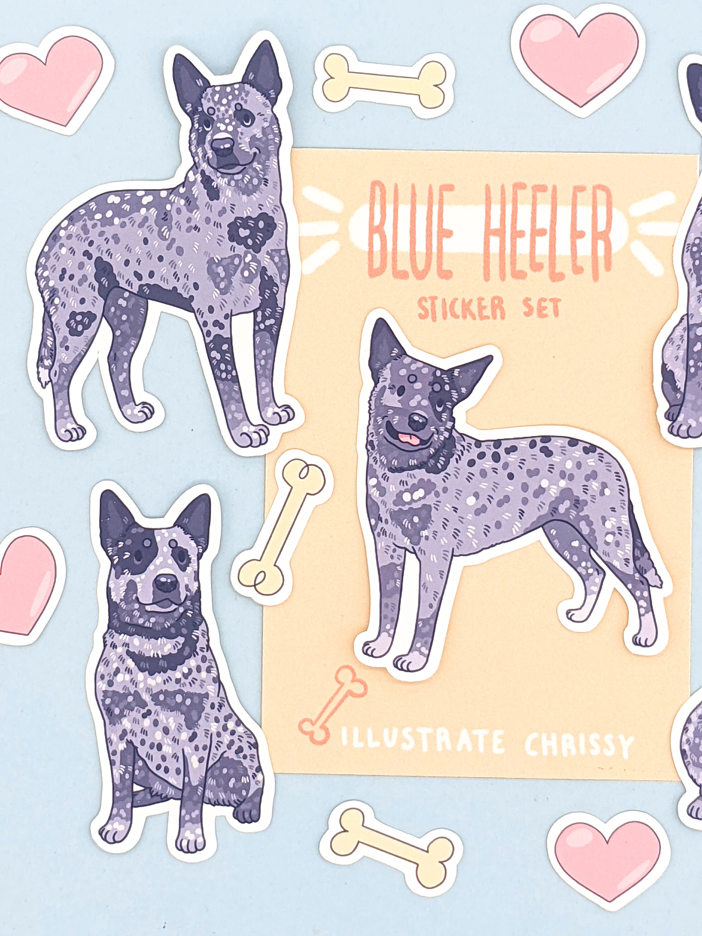 Dark Blue Heeler Stickers Australian Cattle Dog Sticker Set | Etsy