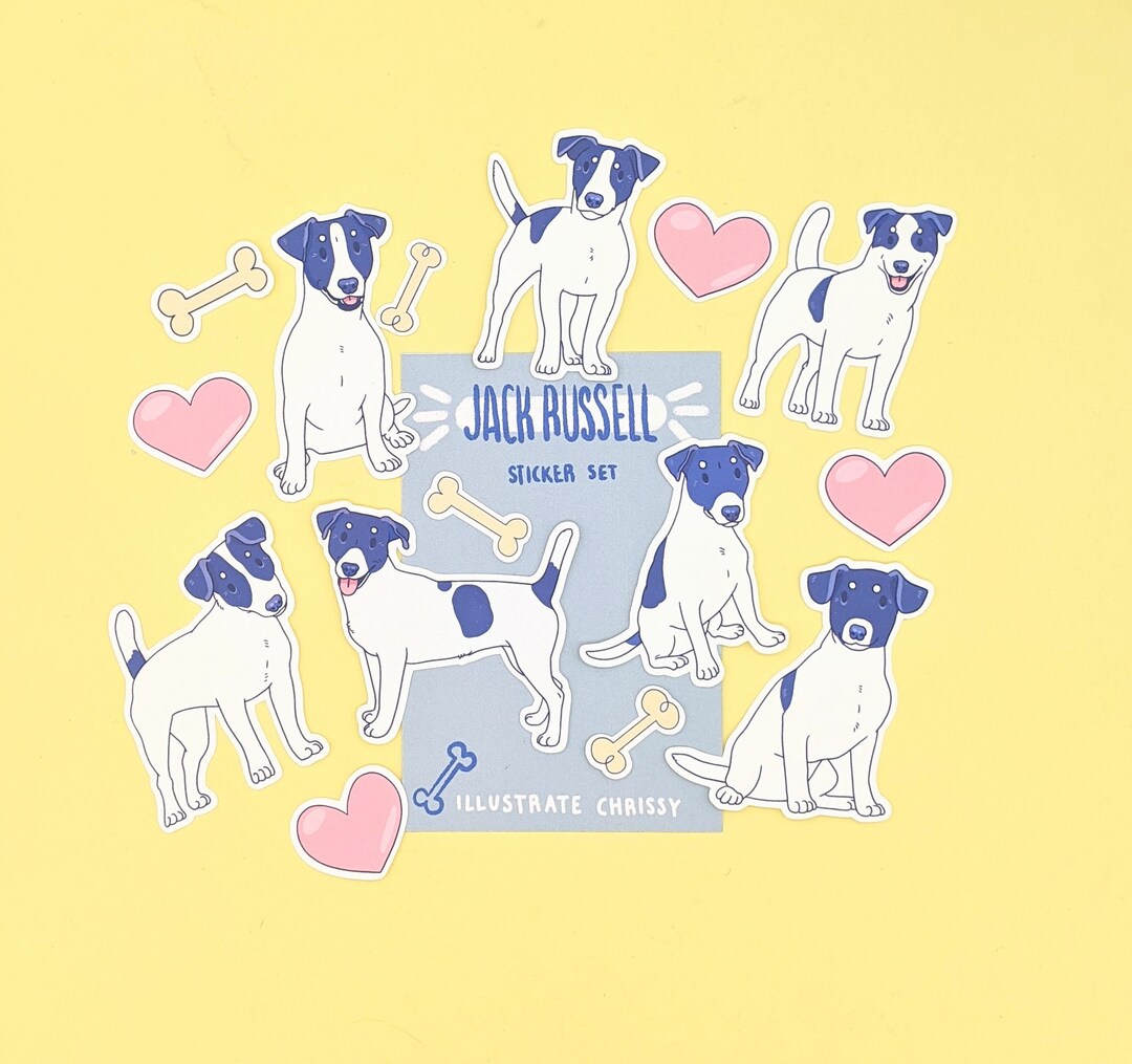 Black and White Smooth Jack Russell Terrier Stickers - Cute Dog ...