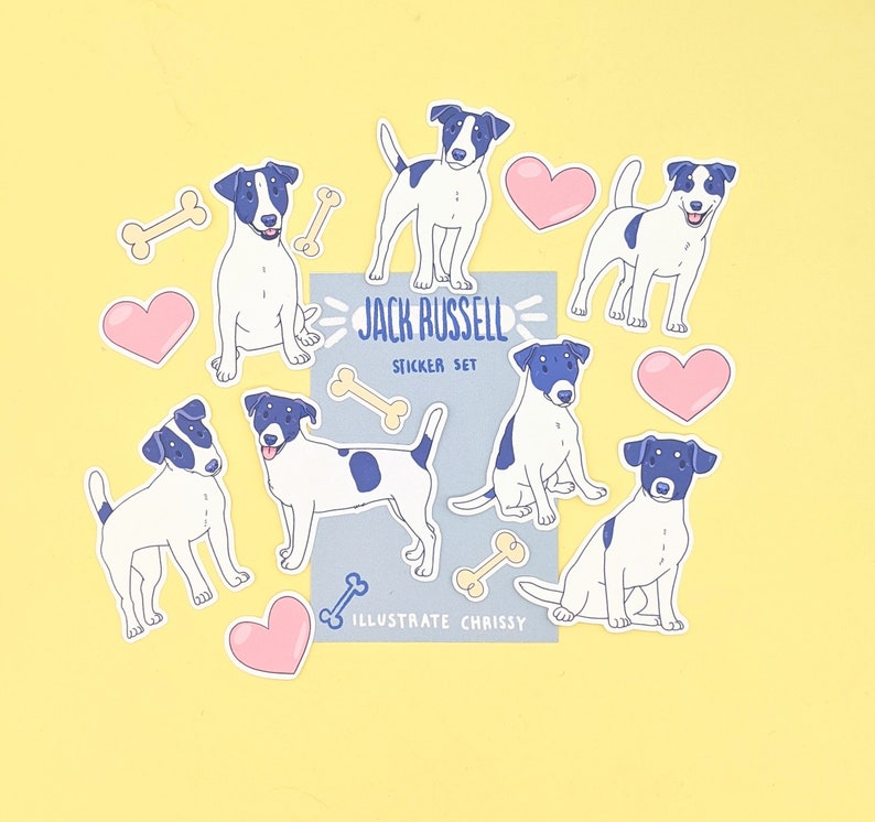 Black and White Smooth Jack Russell Terrier Stickers - Cute Dog ...