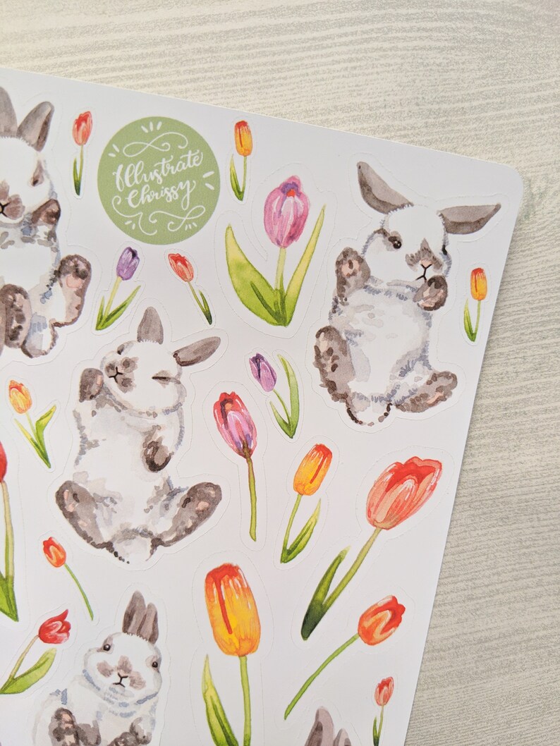 Bunny Sticker Sheet Cute Stickers Cute Bunny Stickers | Etsy
