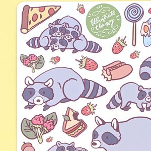 Raccoon Sticker Sheet - Cute Animal Stickers - Planner Journal Stickers ...