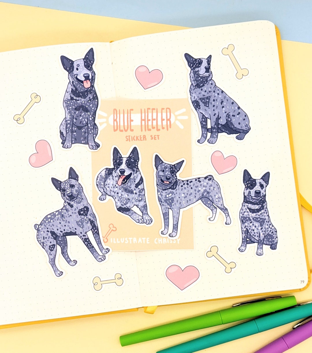Dark Blue Heeler Stickers - Docked Tail - Australian Cattle Dog Sticker ...