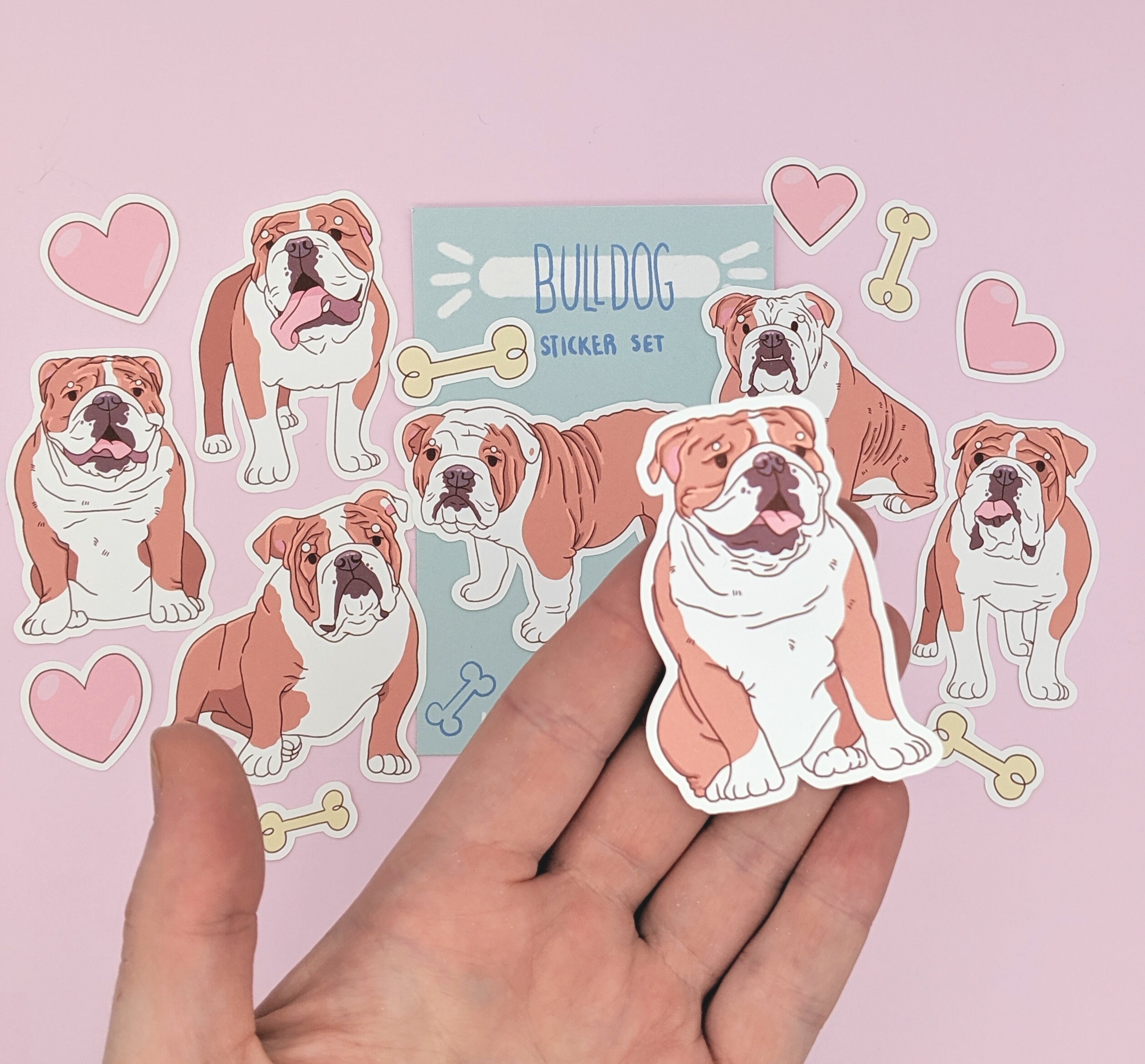 Bulldog Stickers Cute Dog Stickers Cartoon Stickers Cute | Etsy