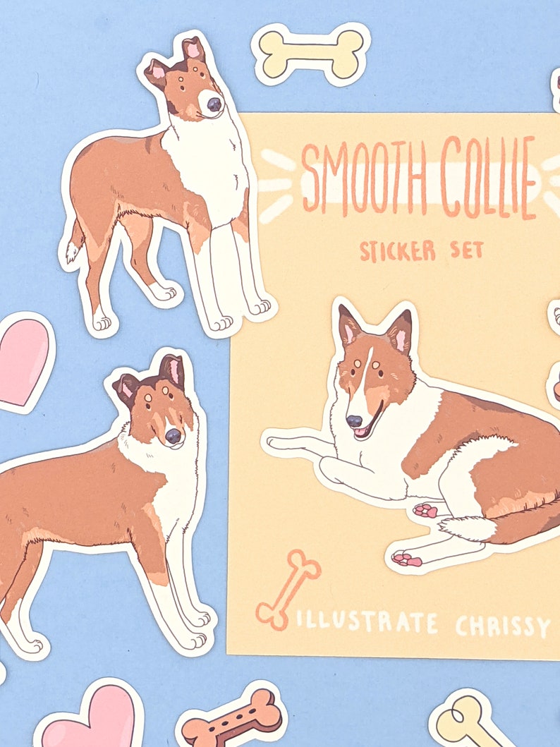 Sable Collie Sticker Set - Smooth Collie Stickers - Dog Stickers - Etsy