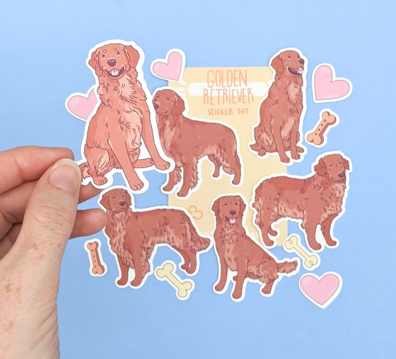 Dark Golden Retriever Stickers Dog Sticker Set Cute | Etsy