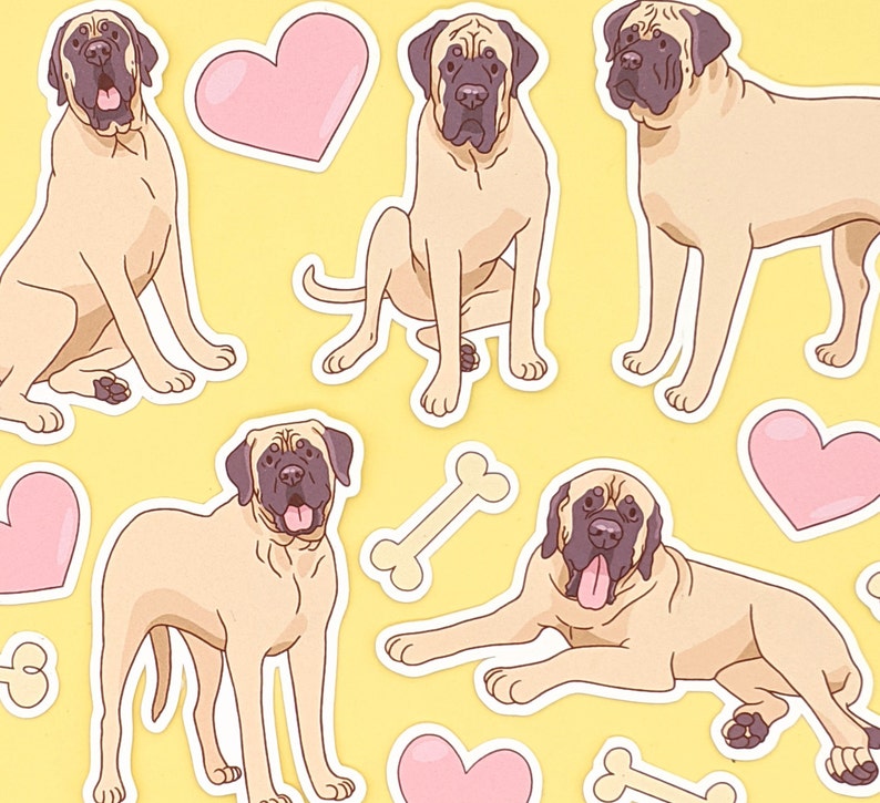 Mastiff Stickers Cute Dog Stickers | Etsy